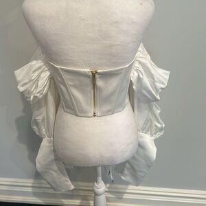 Miss Circle | Tops | Miss Circle White Long Sleeve Textured Corset Top ...